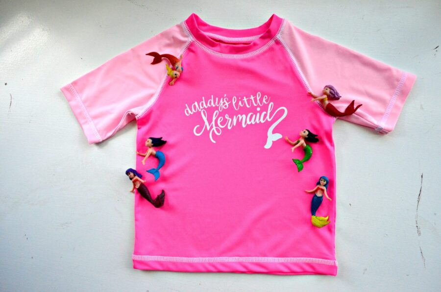 DIY Daddy's Little Mermaid Rash Guard Made with Cricut Maker and ...